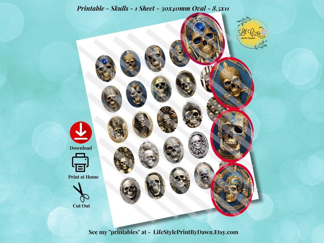 Egyptian Revival Skulls Cameos Skull Cabochon Images - Etsy