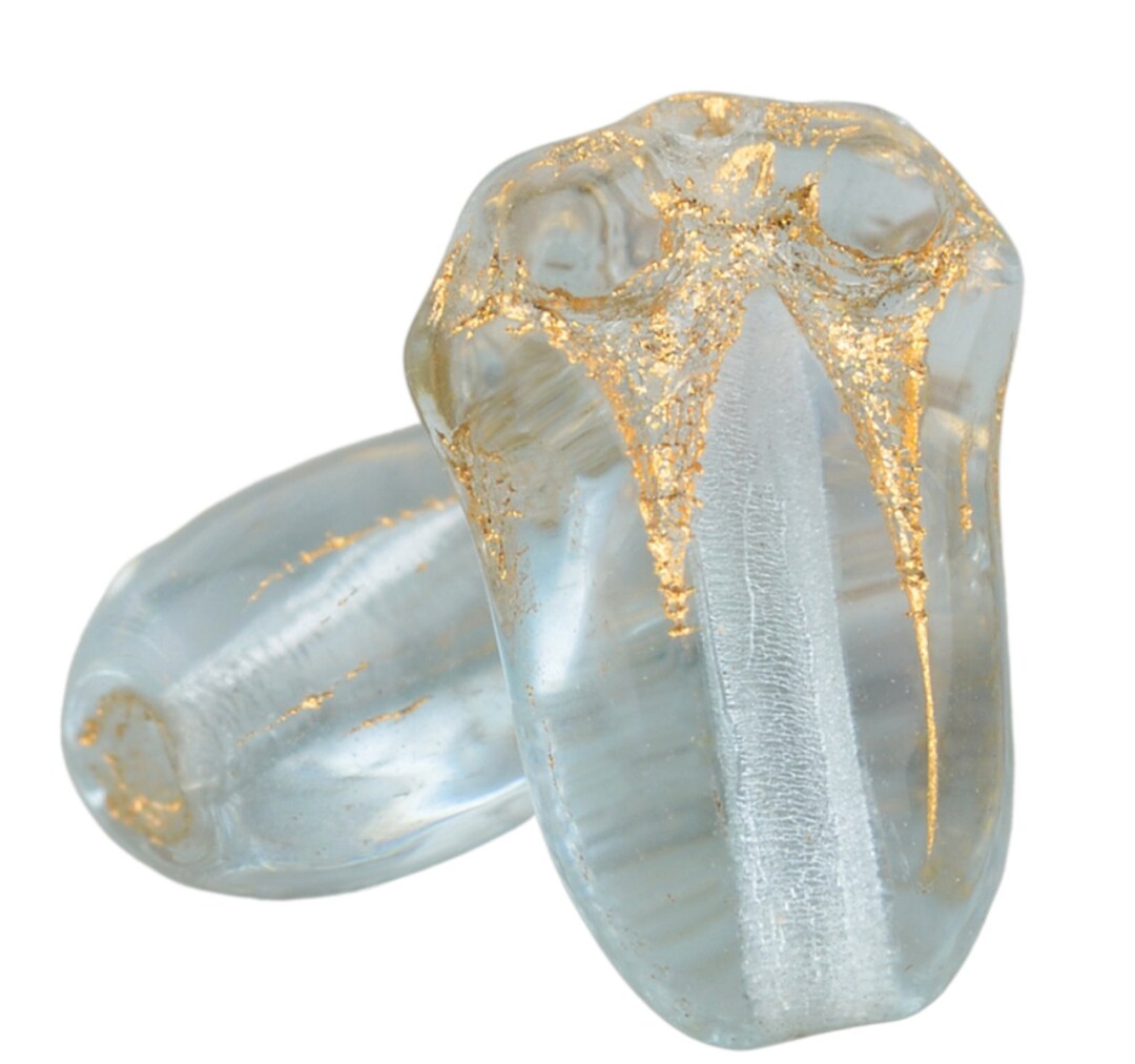 Alexandrite Transparent Gold Wash Tulip Flower Czech Glass Beads 12x8mm ...