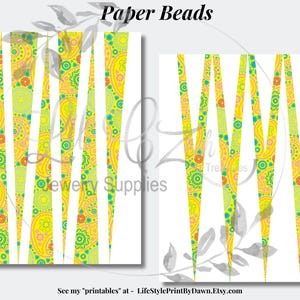 DIY Paper Bead Jewelry Template | Bright Colorful Paisley Designs ...