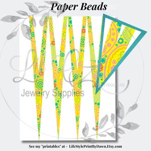 DIY Paper Bead Jewelry Template | Bright Colorful Paisley Designs ...
