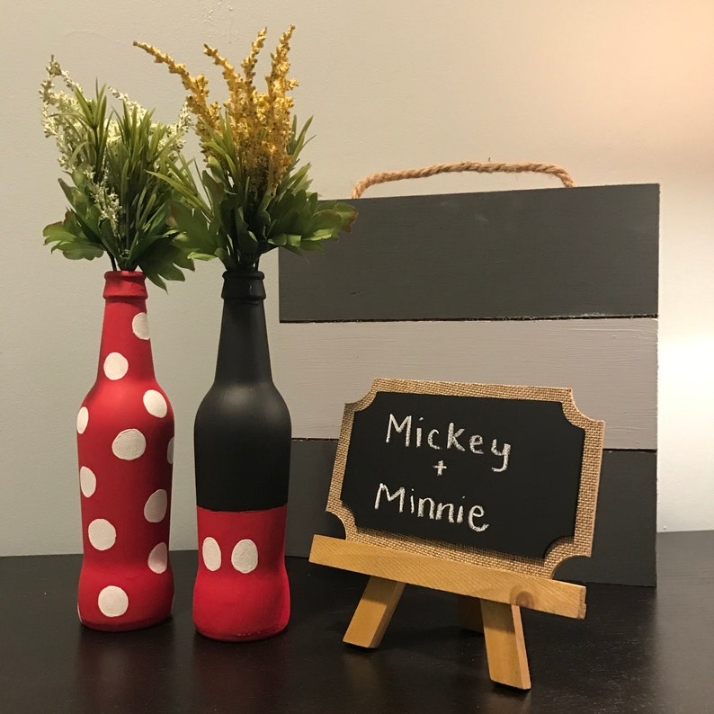 Mickey and Minnie Beer Bottle Set | Etsy