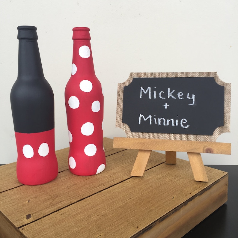 Mickey and Minnie Beer Bottle Set | Etsy