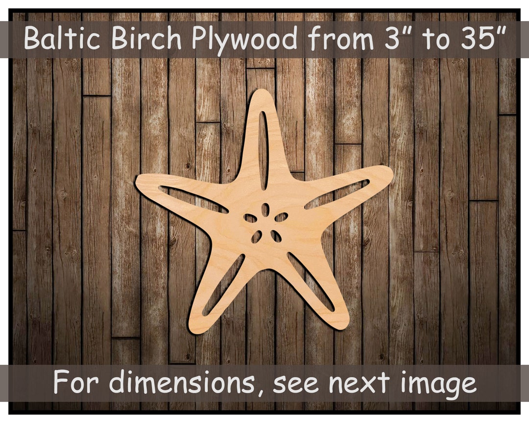 Starfish Shape Sea Life Wood Craft Cut Outs Variety of Sizes Artistic ...