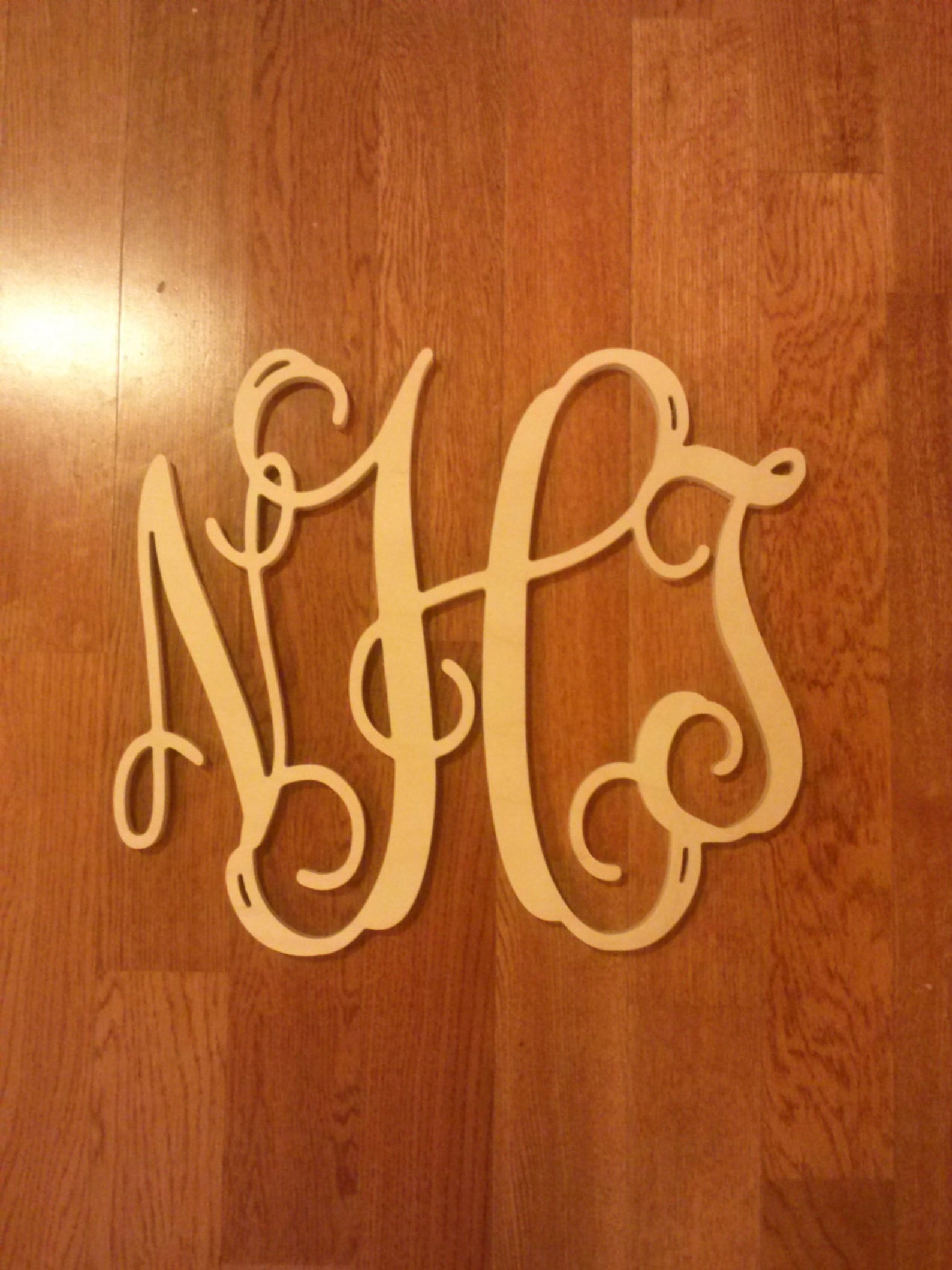 Large 24 Inch Unpainted 3 Letter Wooden Monogram 24 Wooden Decor ...