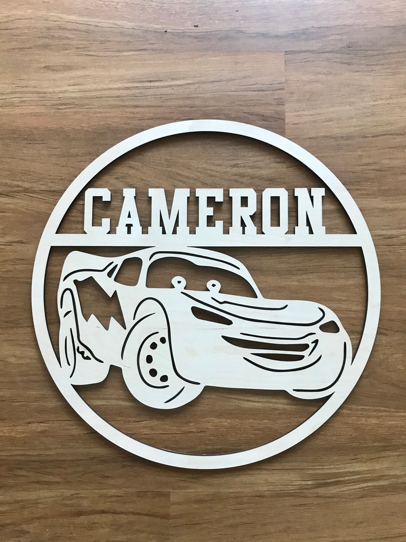 Personalized Boy Name Car Sign, Christmas Gift Race Car Wood Name Sign ...