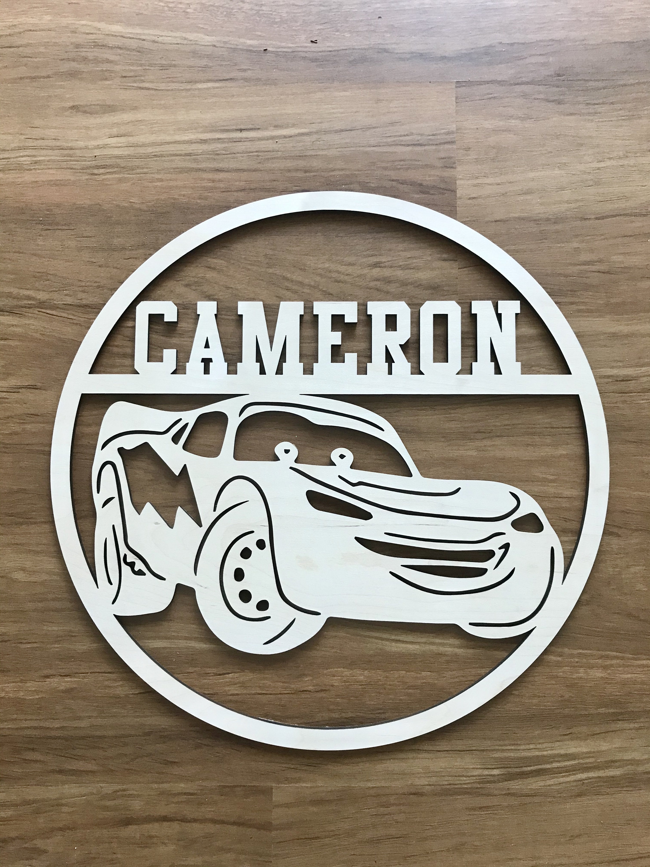 Personalized Boy Name Car Sign, Christmas Gift Race Car Wood Name Sign ...