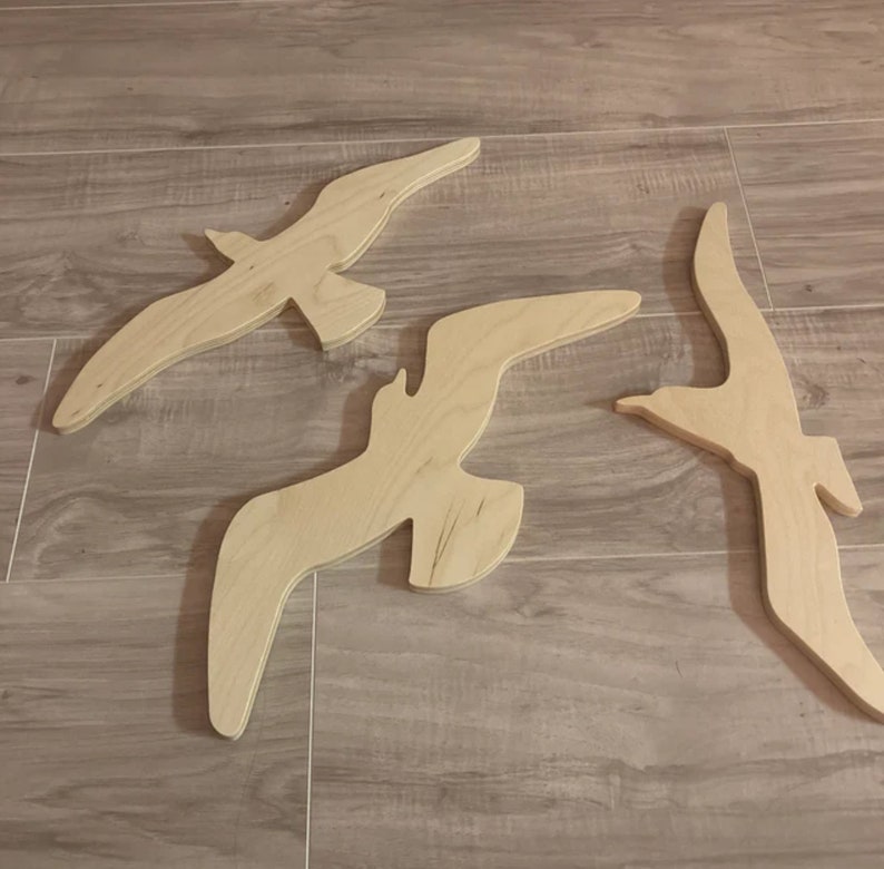 Wood Seagull Silhouette Cutout Shape - Wood Seagull Wall Decor - Flying ...