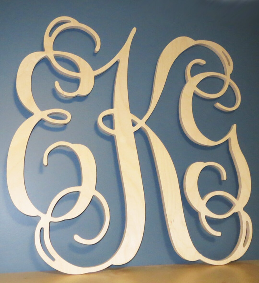 Large 24 Inch Unpainted 3 Letter Wooden Monogram - 24" Wooden Decor ...