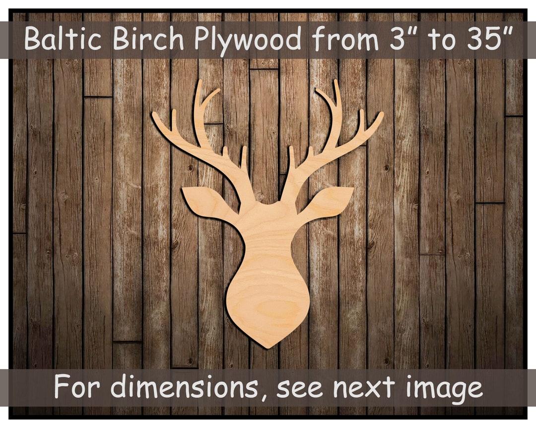 Wood Buck Deer Cutout Shape Wild Animal Antlers Silhouette Cutout Wall ...