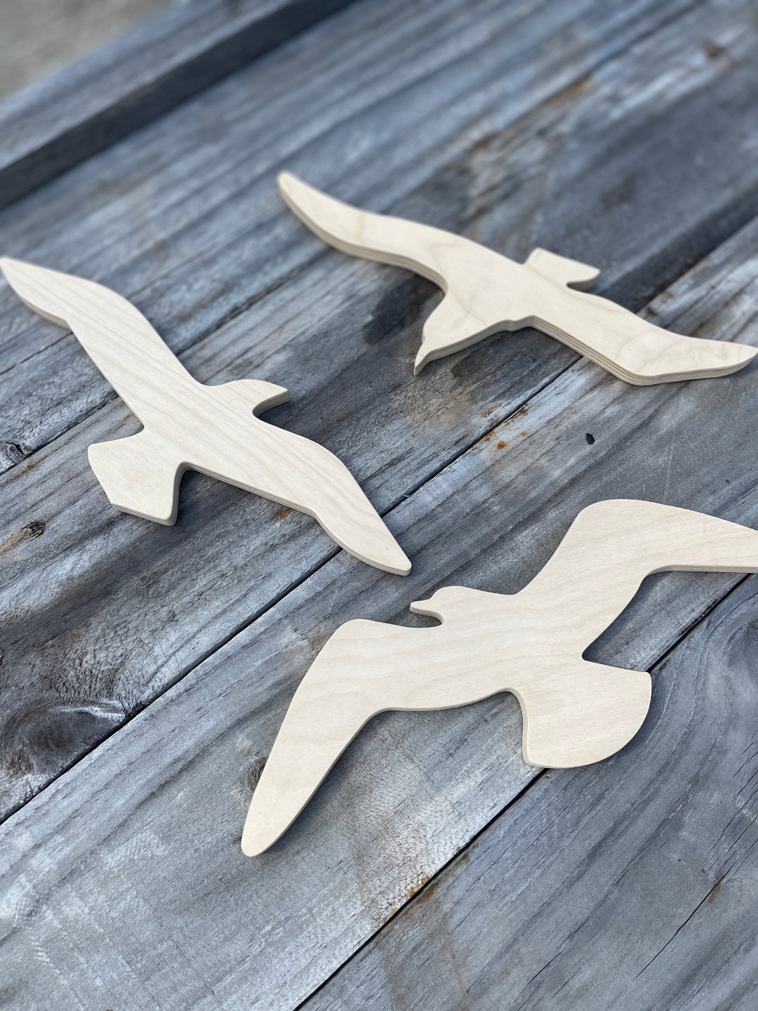Wood Seagull Silhouette Cutout Shape - Wood Seagull Wall Decor - Flying ...