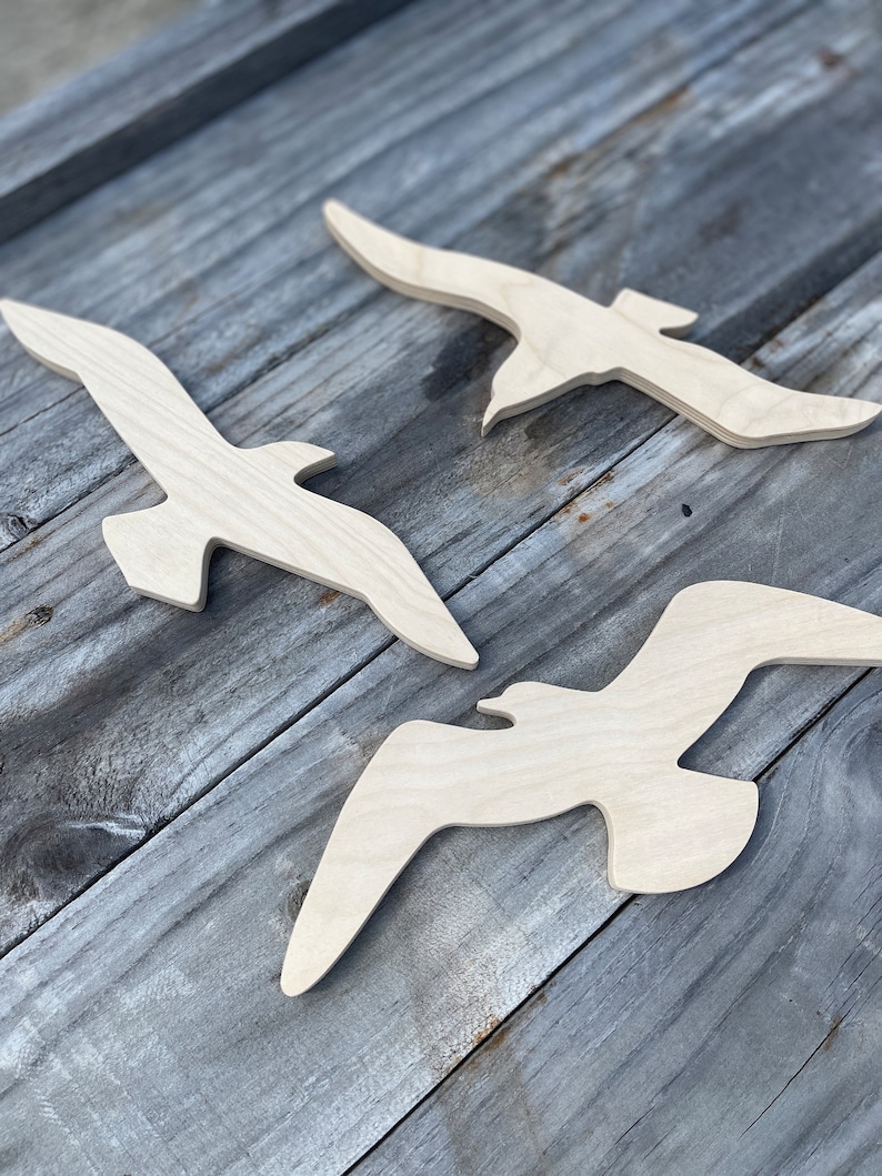Wood Seagull Silhouette Cutout Shape - Wood Seagull Wall Decor - Flying ...