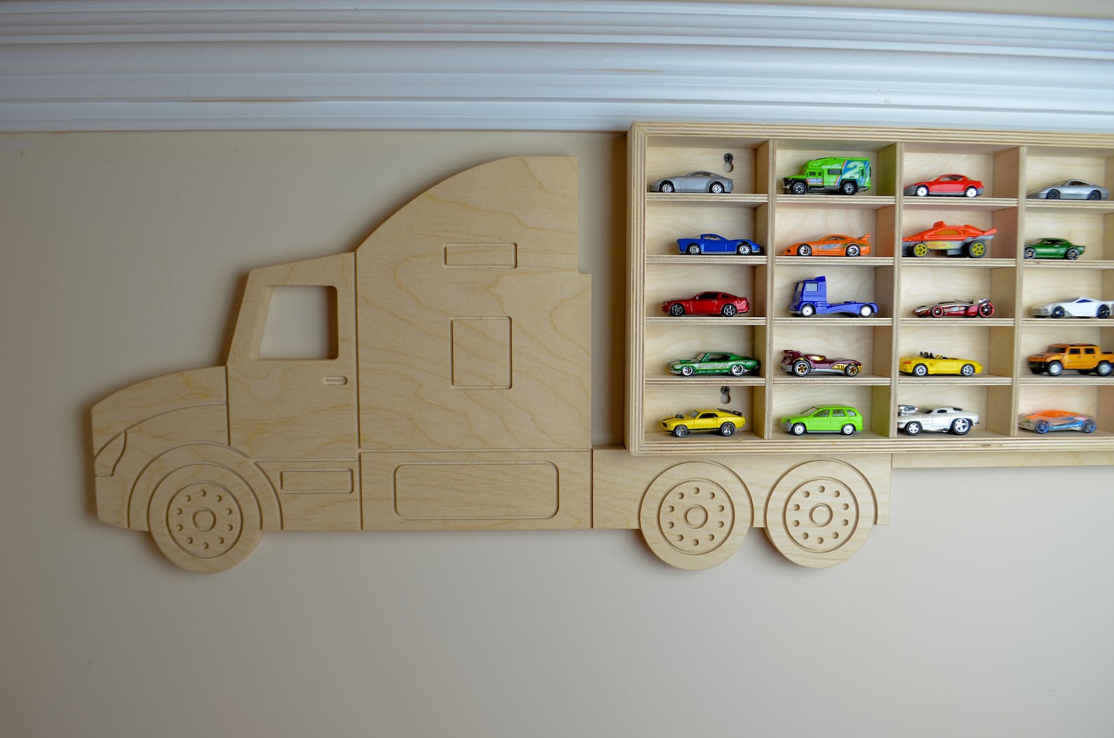 Toy Car Storage, Shelf for Cars, Wood Truck Storage, American Truck ...