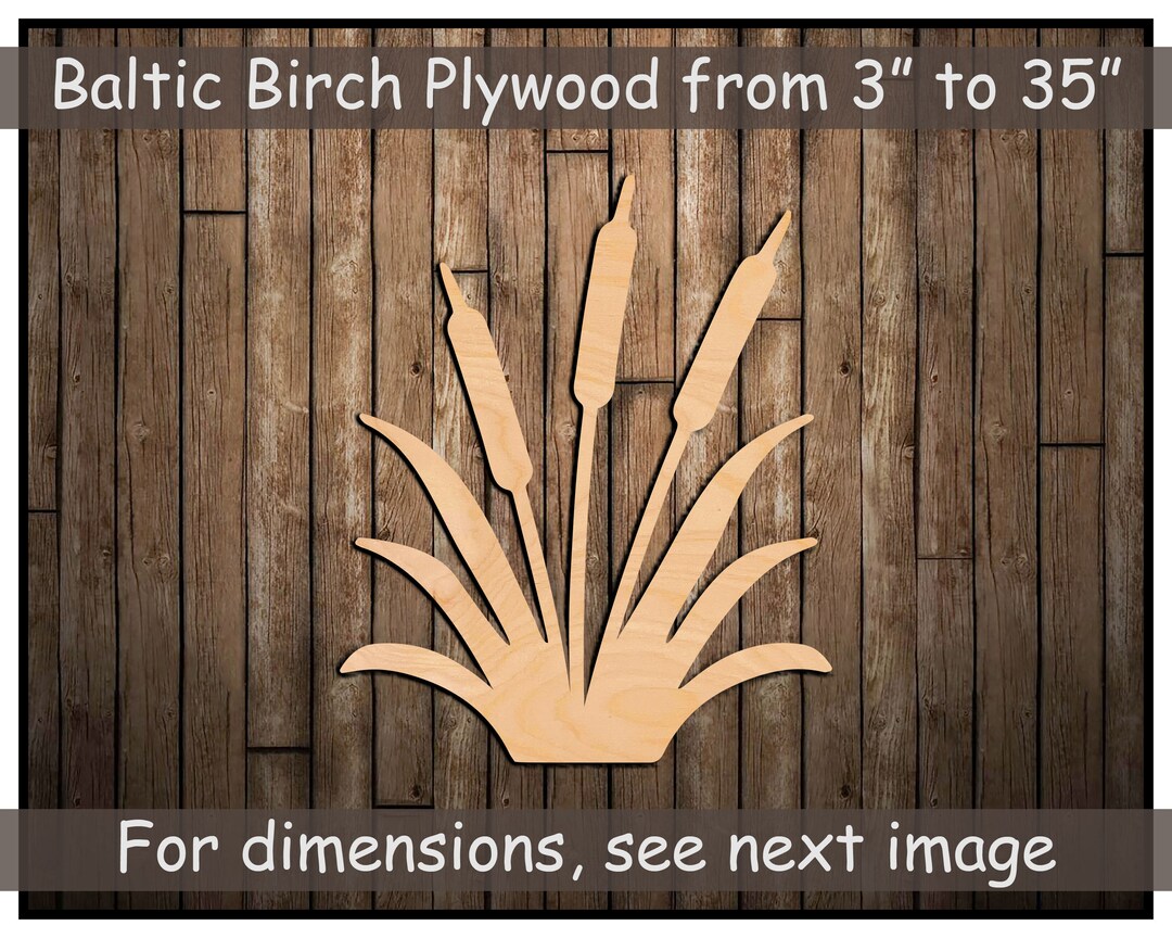 Cattail Bulrushes Wall Decor Wood Cutout - Laser Cut Unfinished Wood ...