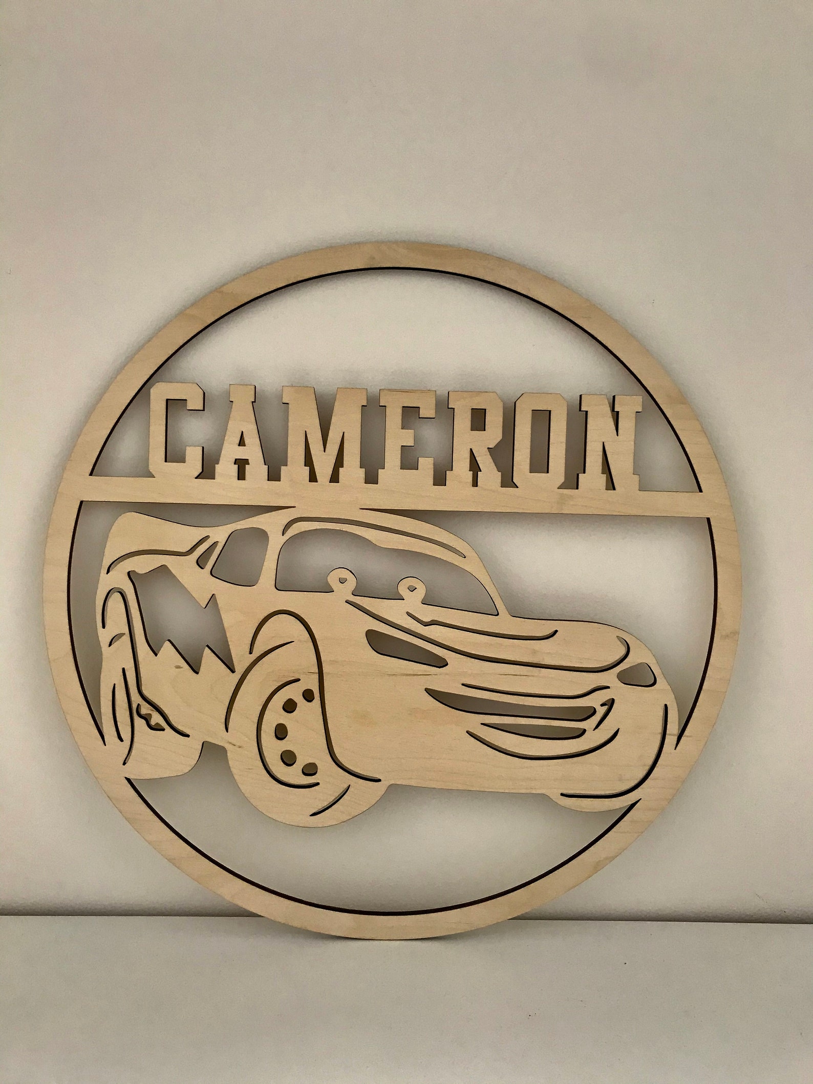 Personalized Boy Name Car Sign, Christmas Gift Race Car Wood Name Sign ...