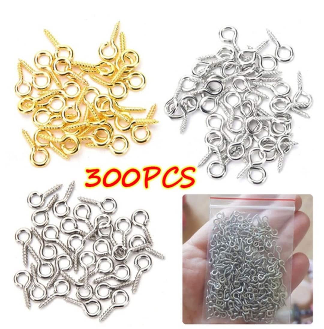 300pcs Tiny Eyepins Hooks Eyelets Screw Threaded Stainless Steel ...