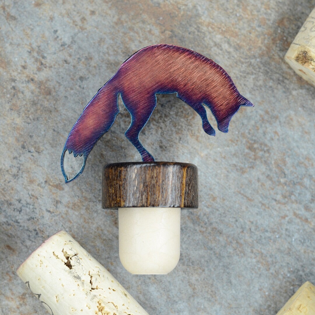Fox Wine & Liquor Bottle Stopper - Handcrafted in the USA / 100% Steel ...