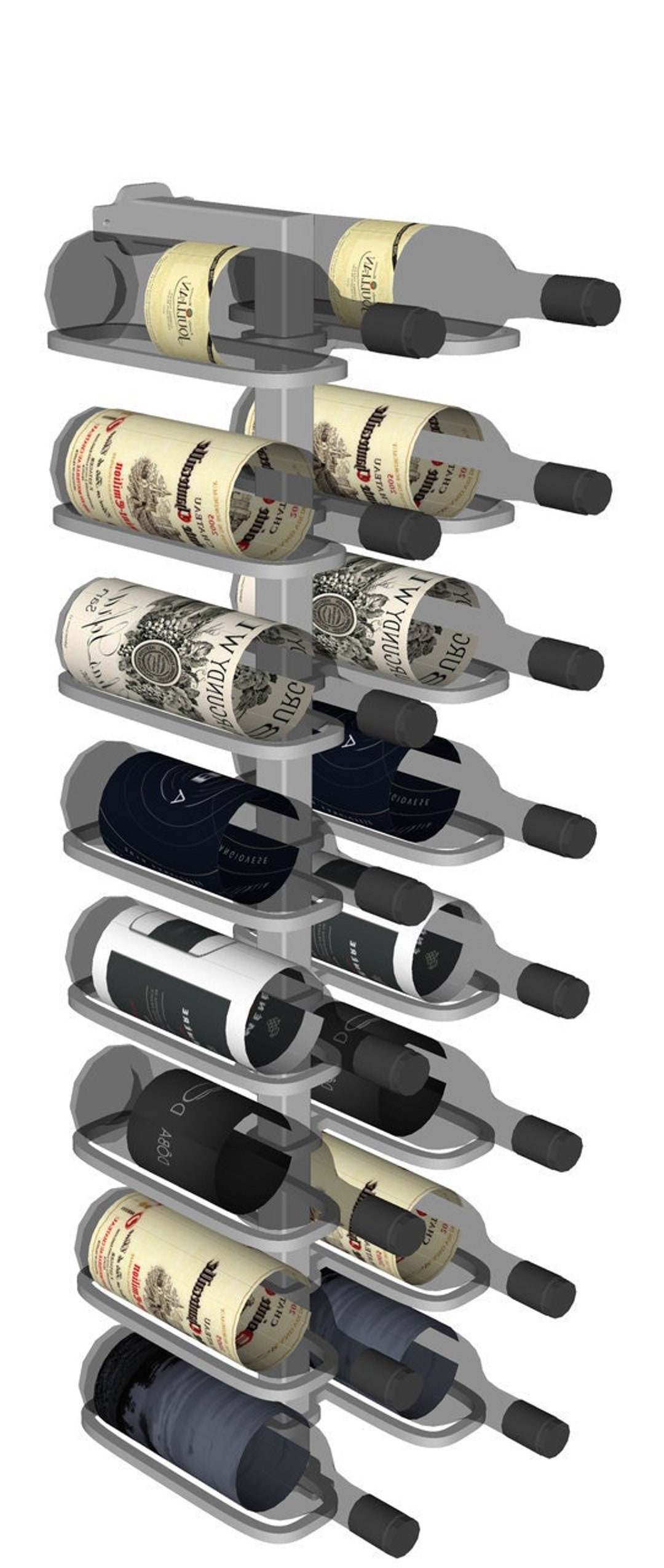 Floor to Wall / Pillar Series - Double Bottle Cork Facing Wine Display ...