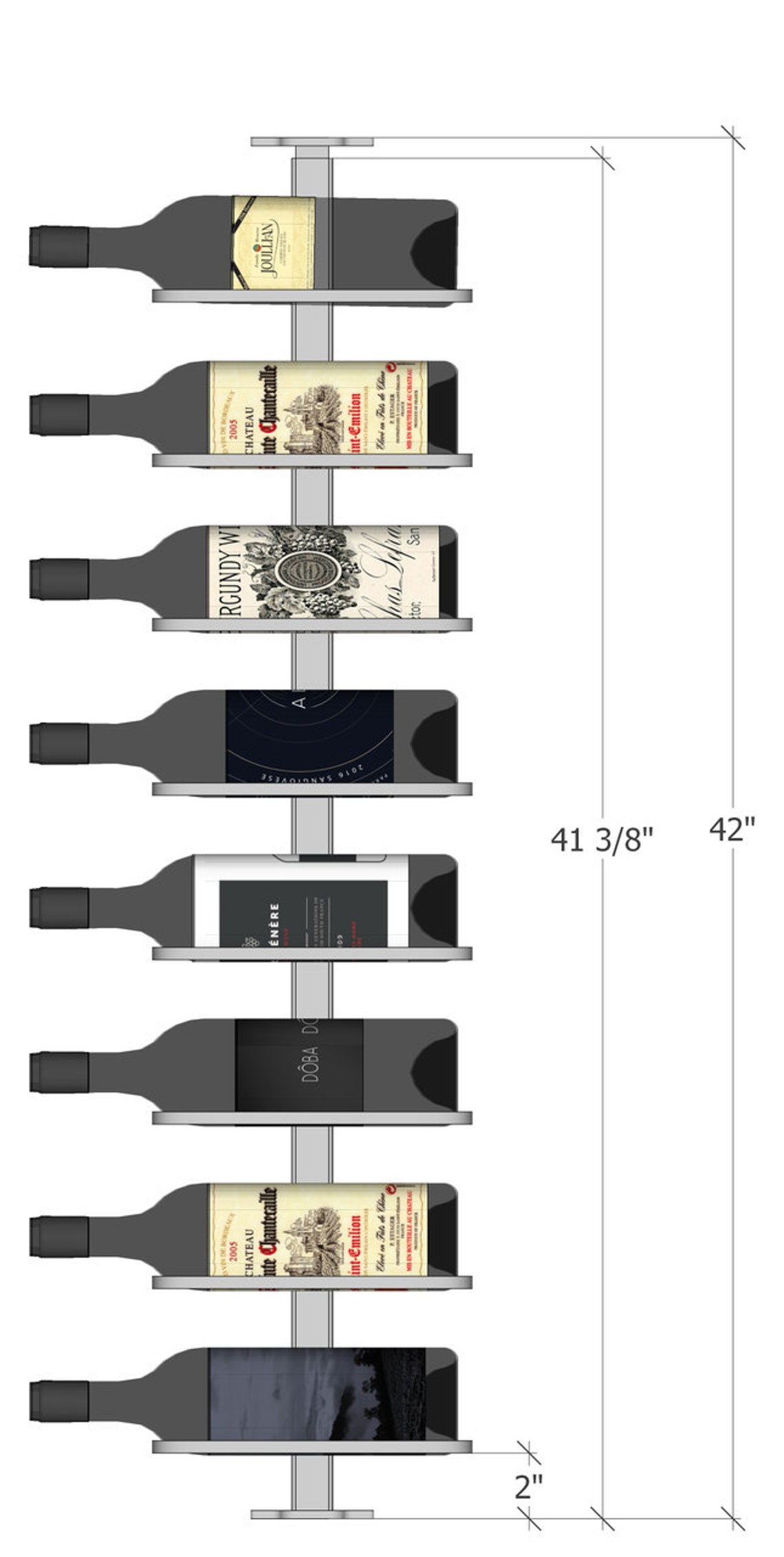 Floor to Ceiling / Pillar Series - Double Bottle Divide Wine Rack - Etsy