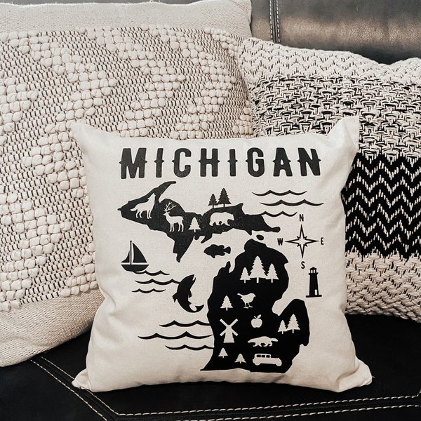 Michigan Pillow - Etsy
