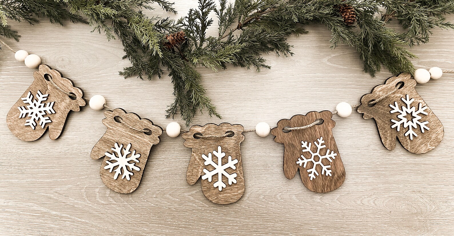 Wooden Mitten Banner With Snowflakes | Winter Banner Decor - Etsy
