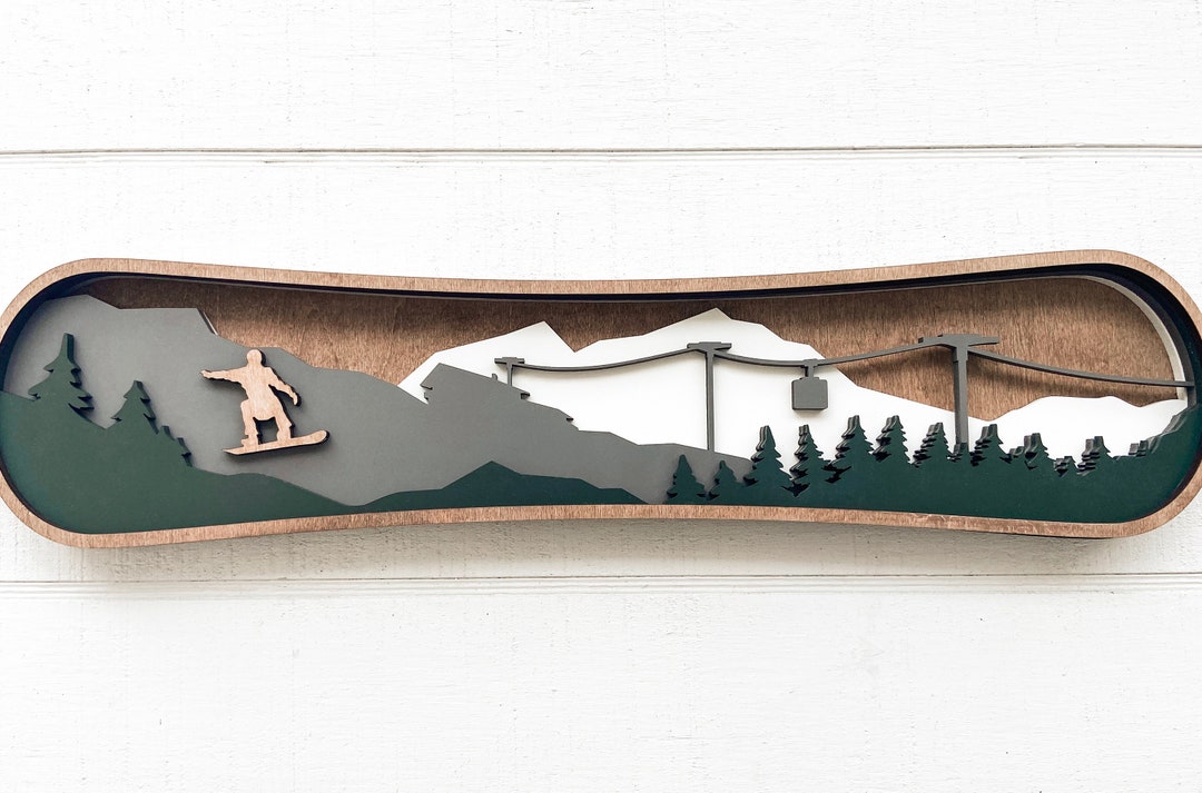 Decorative Snowboard | Winter Decor | Ski Decor | Layered Snowbaord | 5 ...