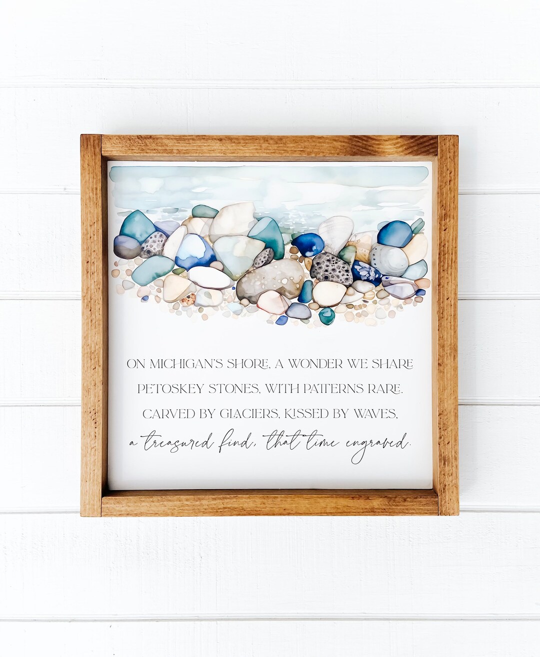 Petoskey Stones Poem | Michigan Poem | Rock Collecting | 13.5" X 13.5 ...