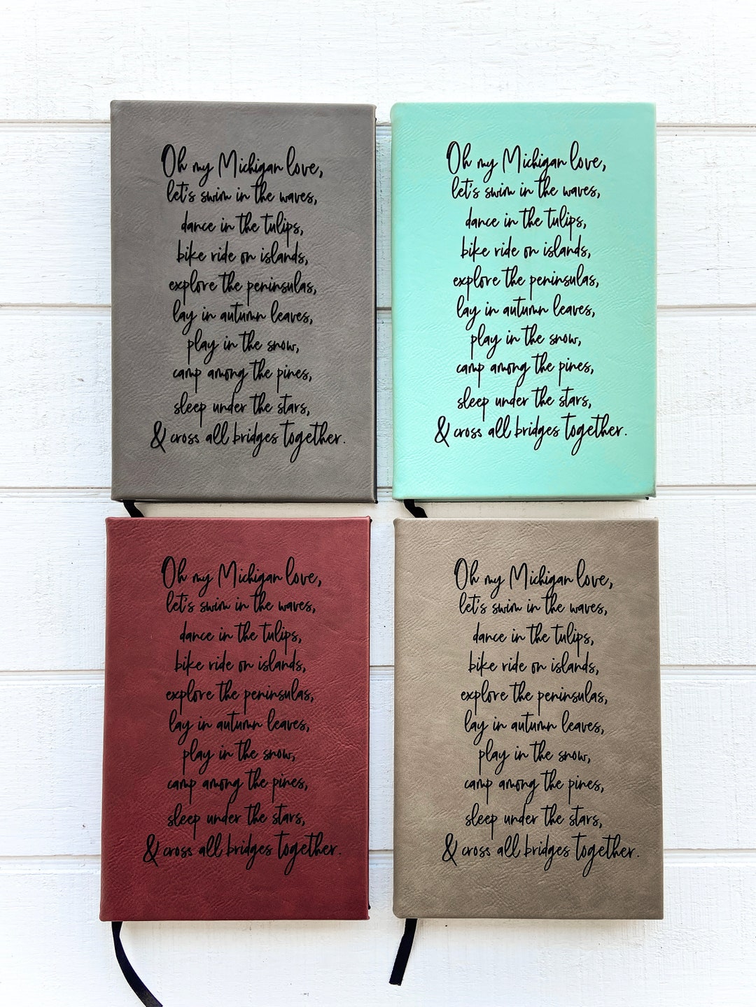 Michigan Lined Journal: Leatherette, Laser Engraved, Poem Gift, Brush ...