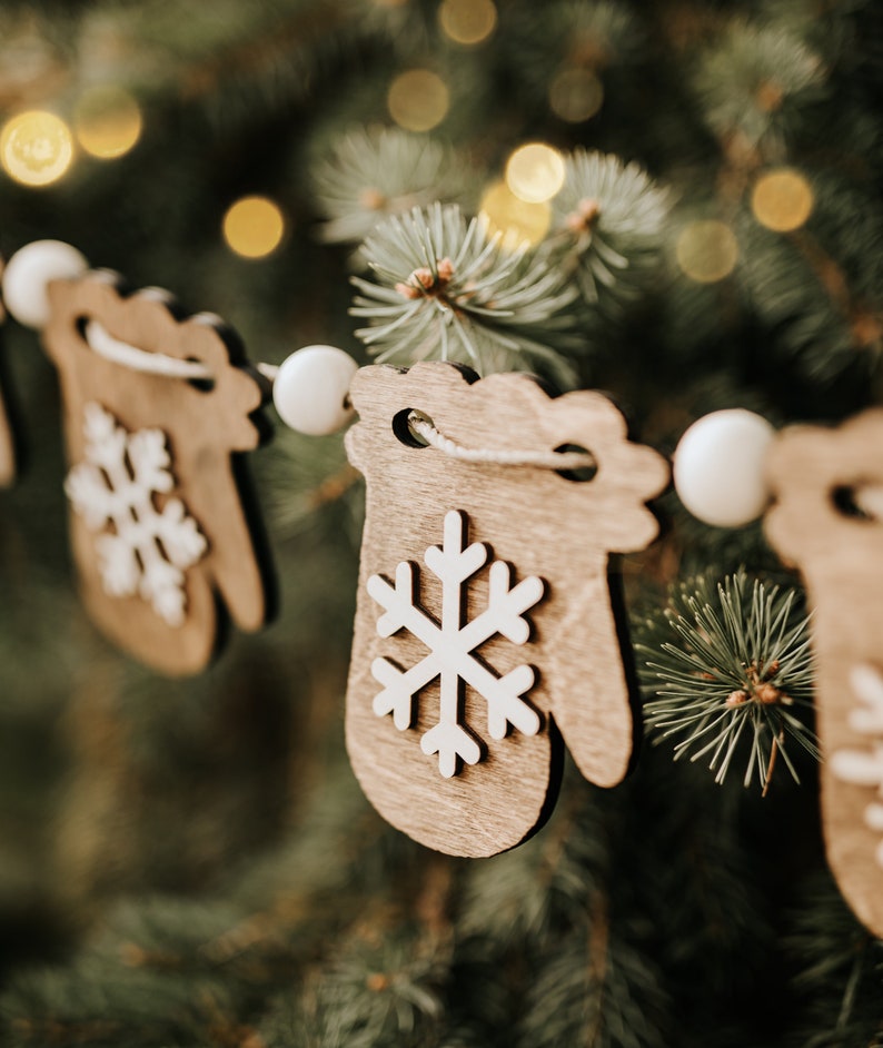 Wooden Mitten Banner With Snowflakes | Winter Banner Decor - Etsy