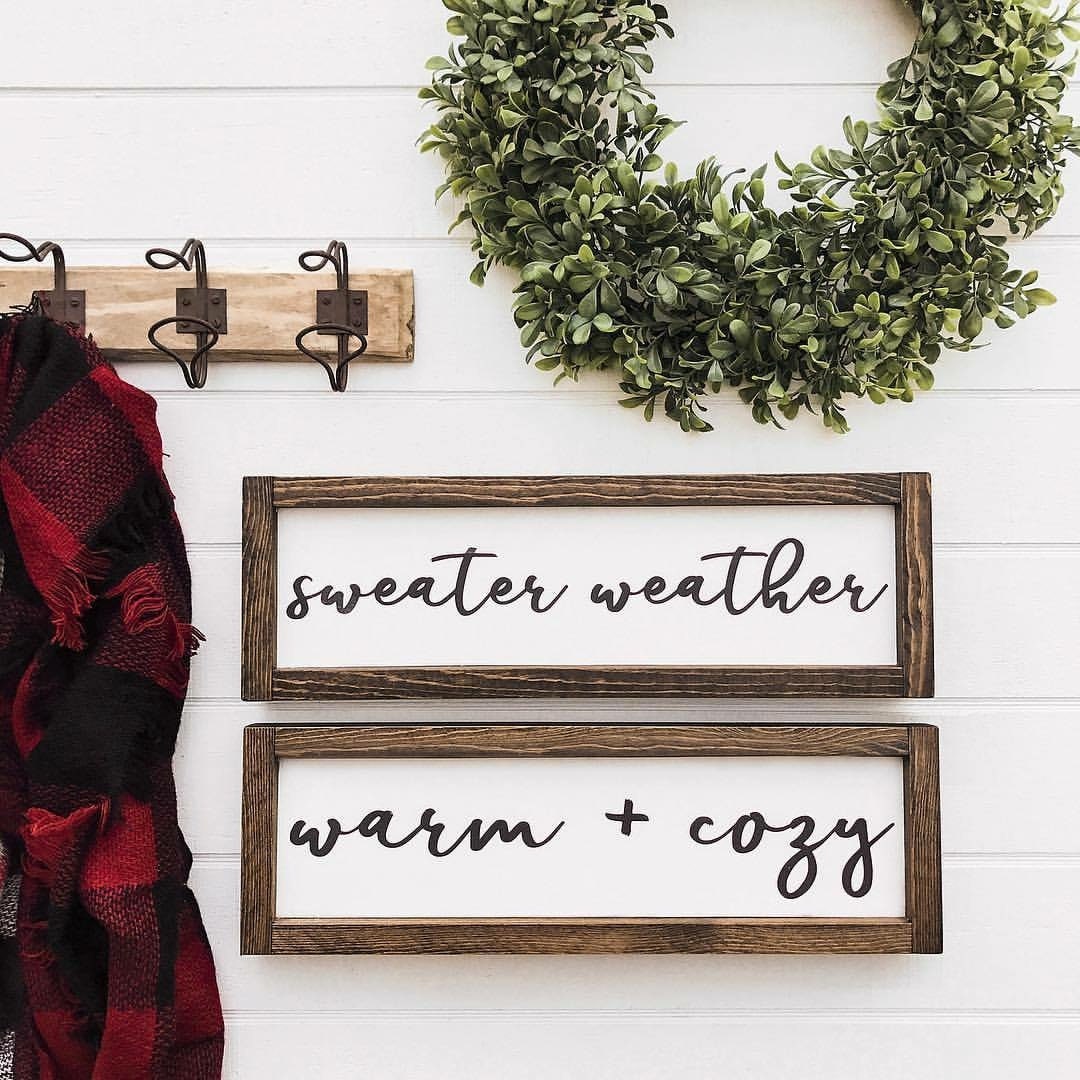 Warm and Cozy or Sweater Weather Handmade Framed Wood Sign Fall Decor ...