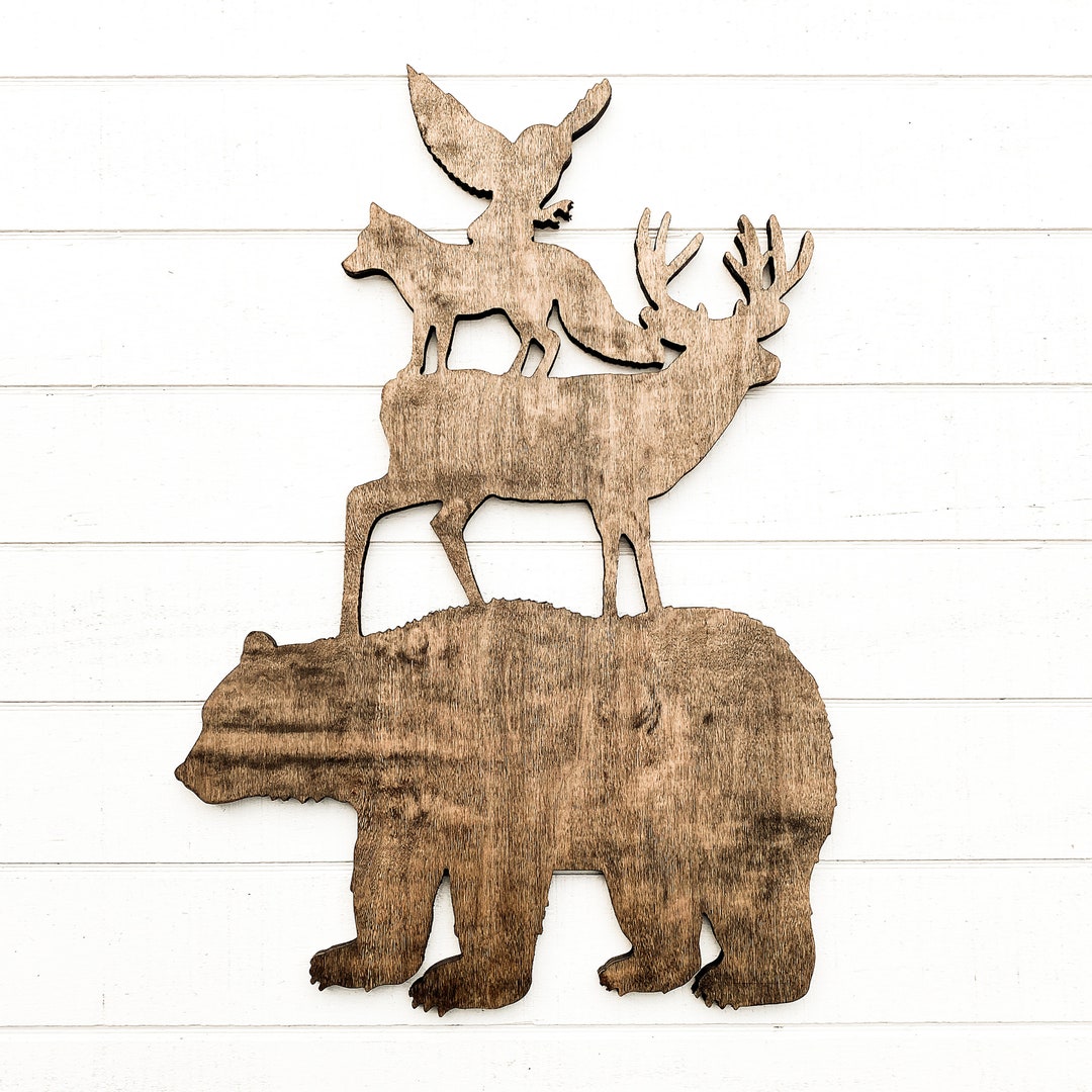 Stacked Forest Animals Wood Cut Out Gallery Wall Sign Nursery Home Room ...