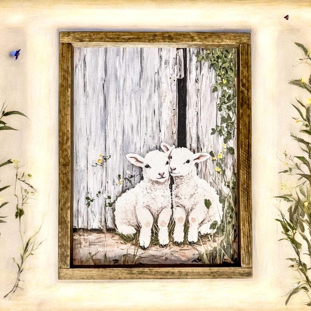 Lamb Sign| Cute Spring Lambs | Wood Sign | 15.5" X 12" - Etsy