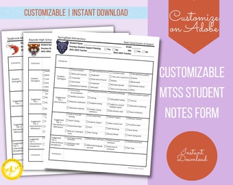 Student Progress Report Student Assessment Forms Editable - Etsy