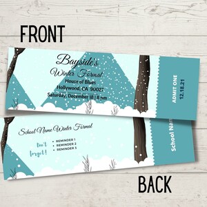 Winter Formal Ticket Printable for School PTA | ASB | Event Planners ...
