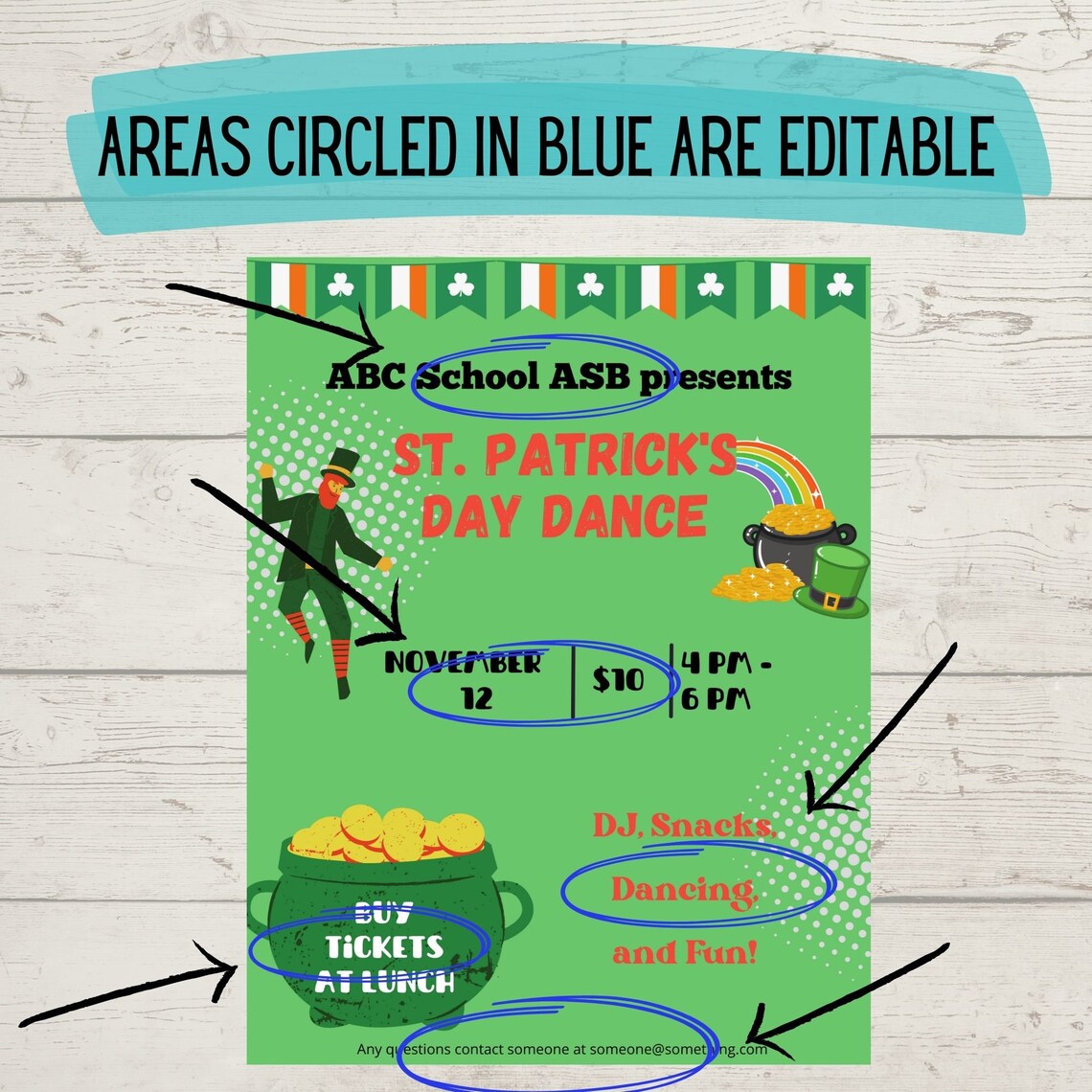 St. Patrick’s Day School Dance Editable Flyer, St. Patrick’s Day Poster ...