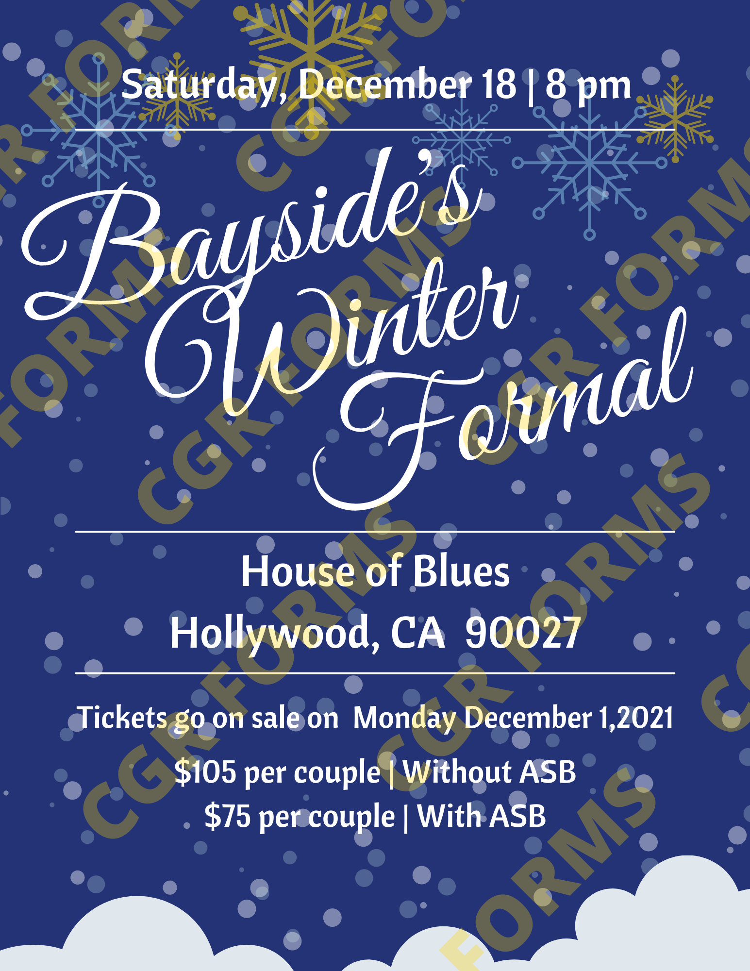 Winter Formal Flyer and Printable Tickets for School PTA | ASB | Event ...