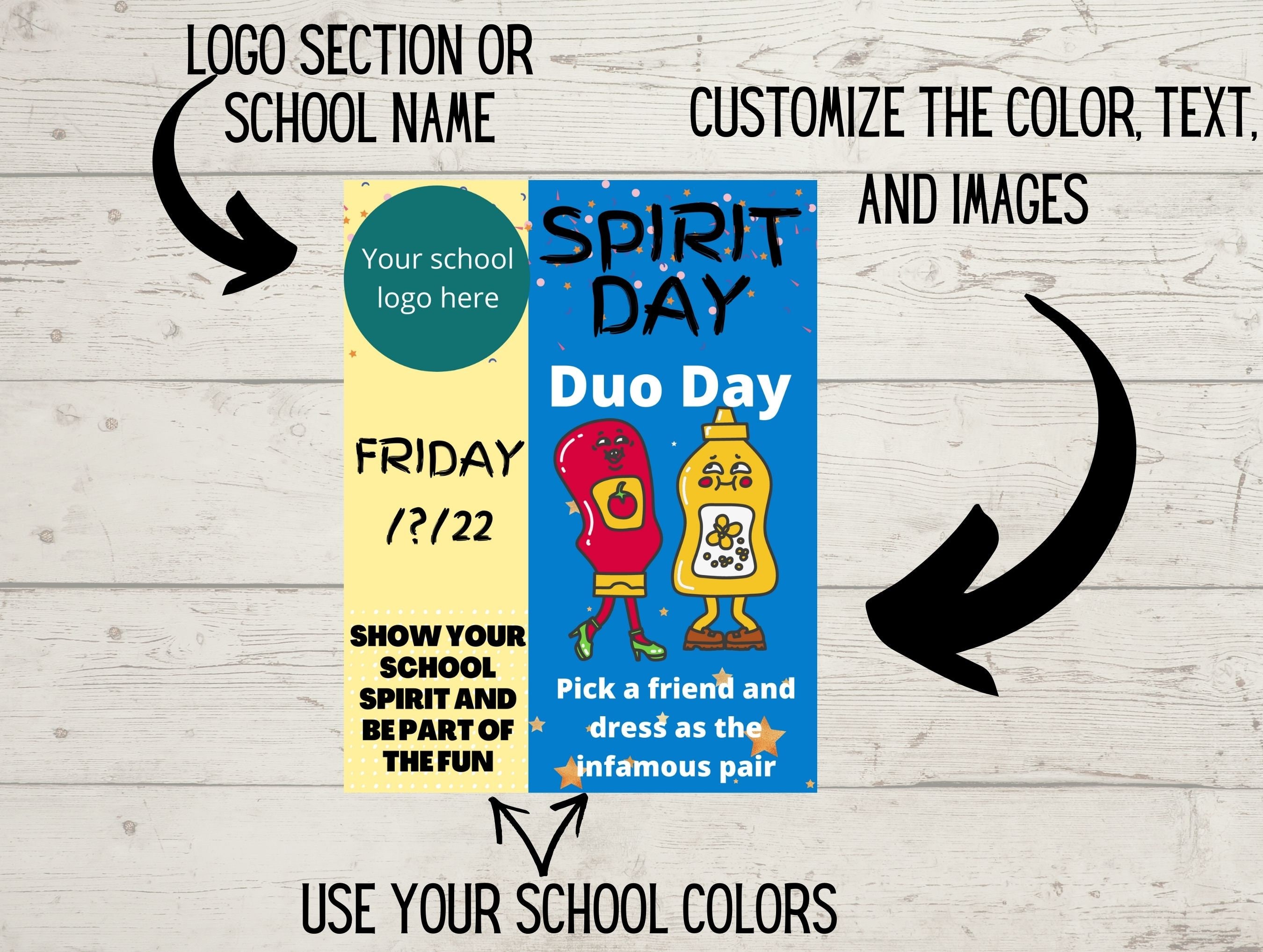 Spirit Day Activity Flyer Printable for the Whole School Year ASB | PTA ...