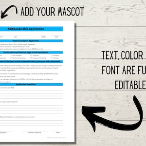 ASB Leadership Application Form, Editable Template | Printable ...