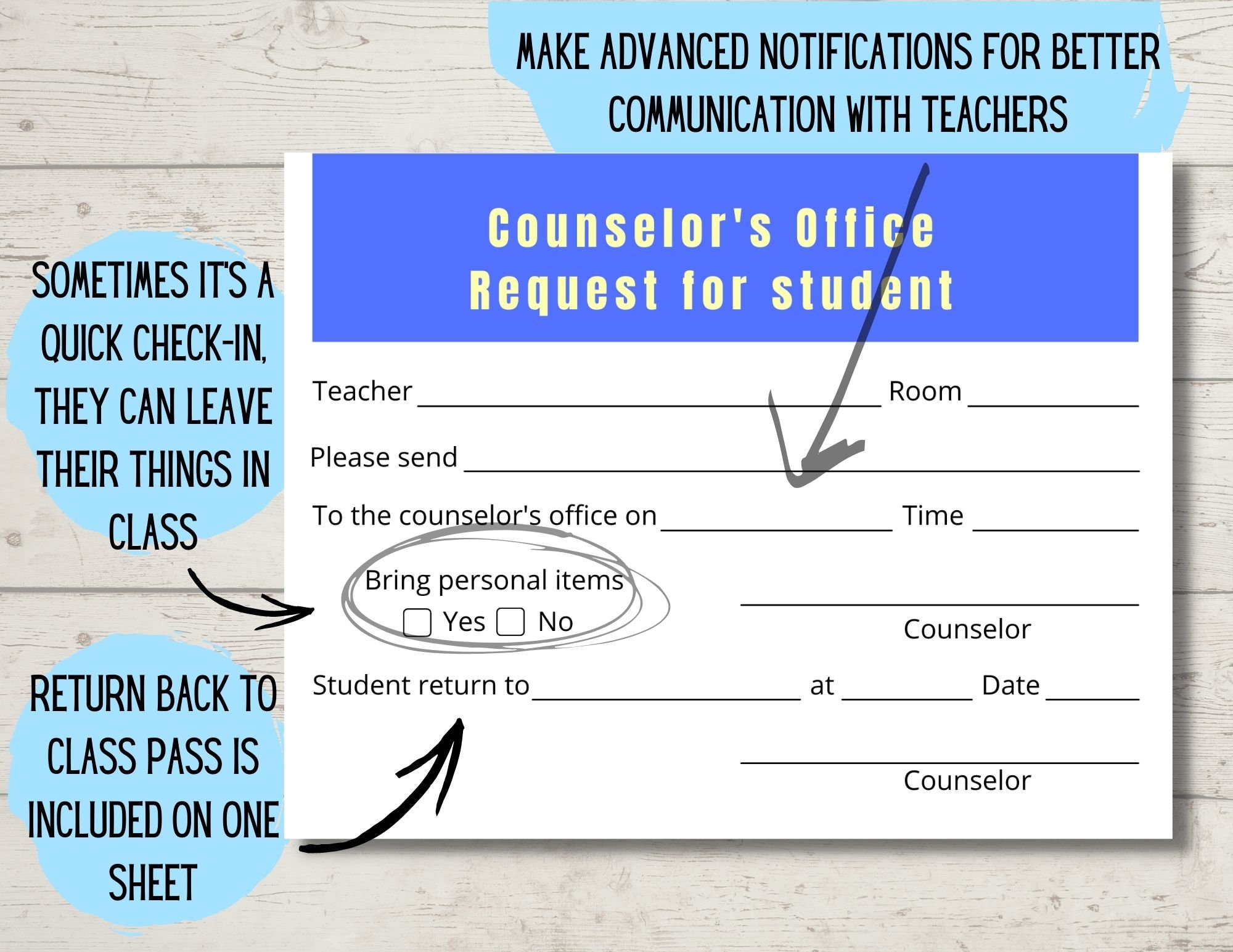 School Counselor Student Request Pass Form - Personalized for Educators ...