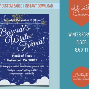 Winter Formal Flyer Printable for School PTA | ASB | Event Planners ...