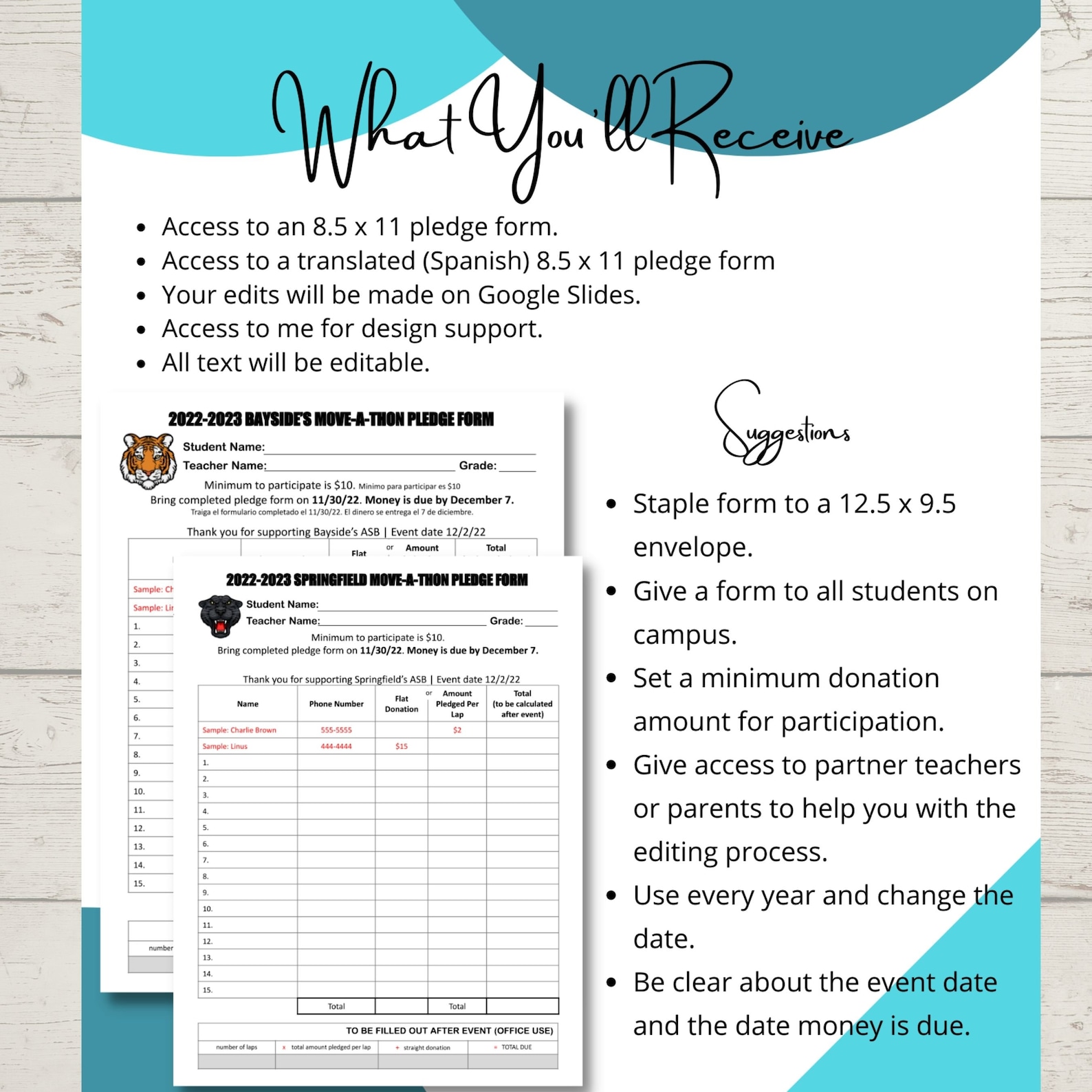 Editable School Fundraiser Form, Printable Fillable School Fundraising ...