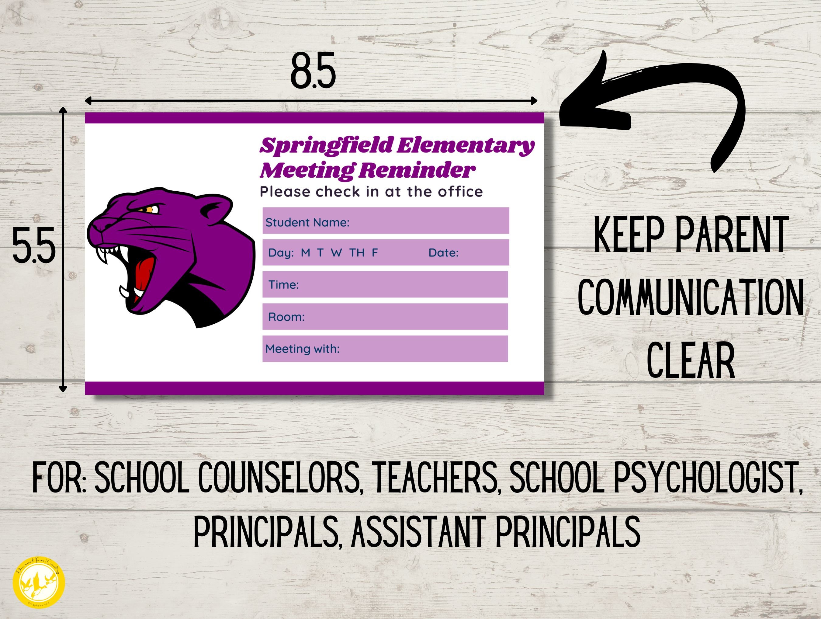 Meeting Reminder Template: School Counselor | Teacher | School ...