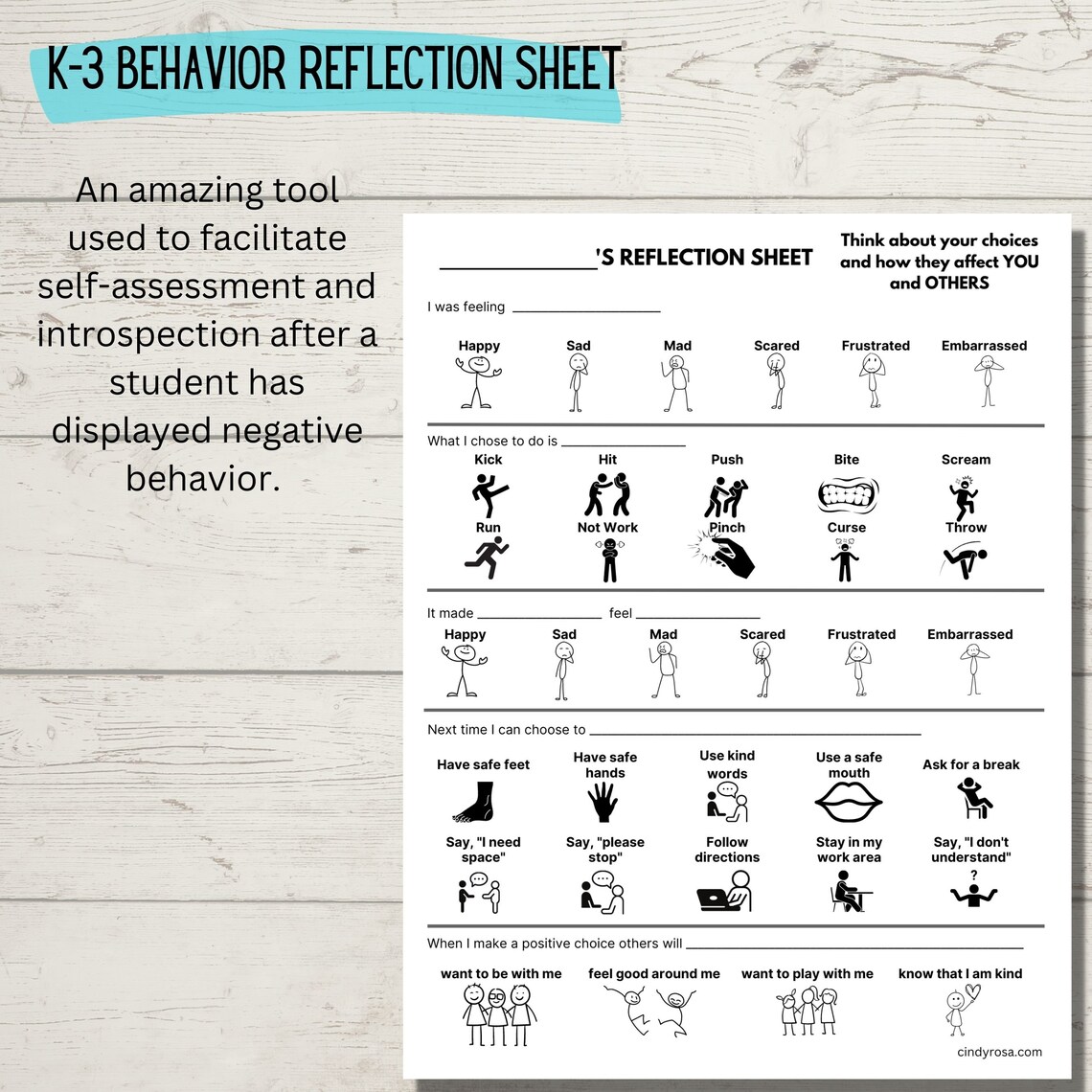 Behavior Reflection Sheet Elementary, Elementary Student Behavior ...