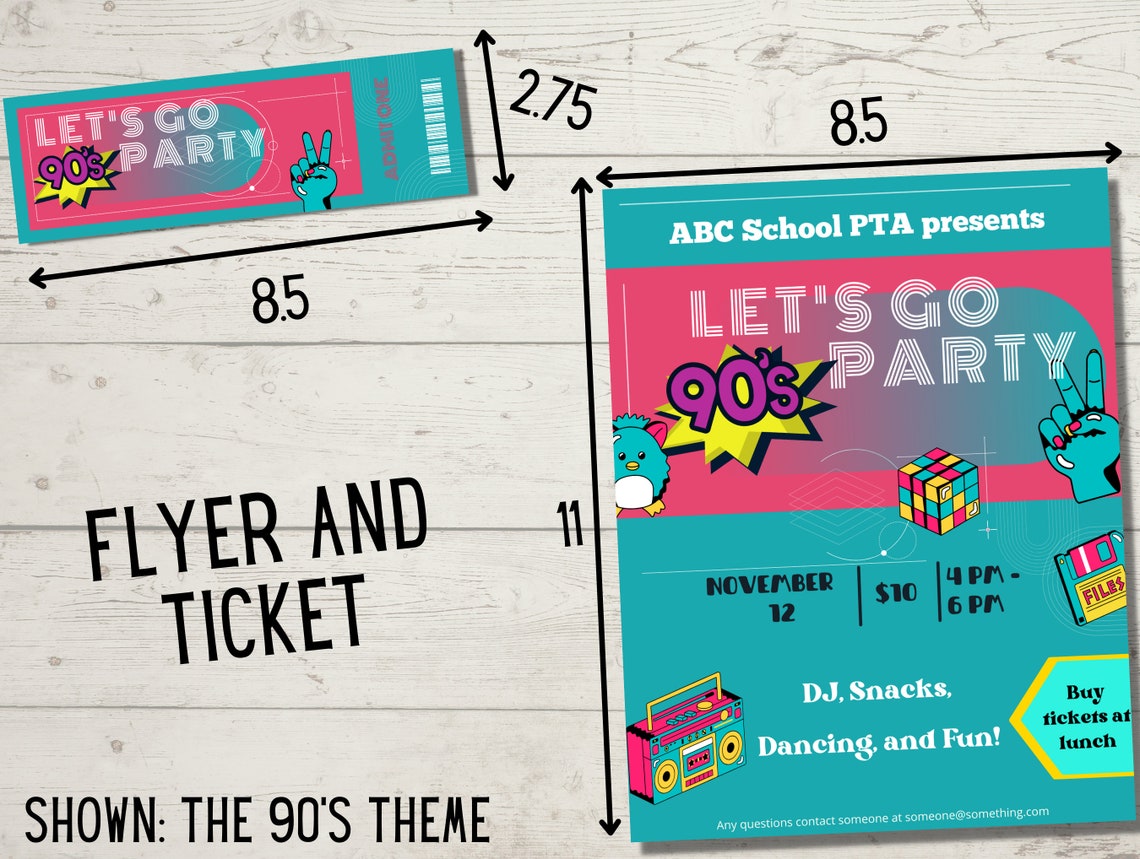 School Dance Flyer and Tickets Printable for the Whole School Year ASB ...