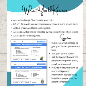 Parent Request for Conference Form, Editable Template | Counselors ...