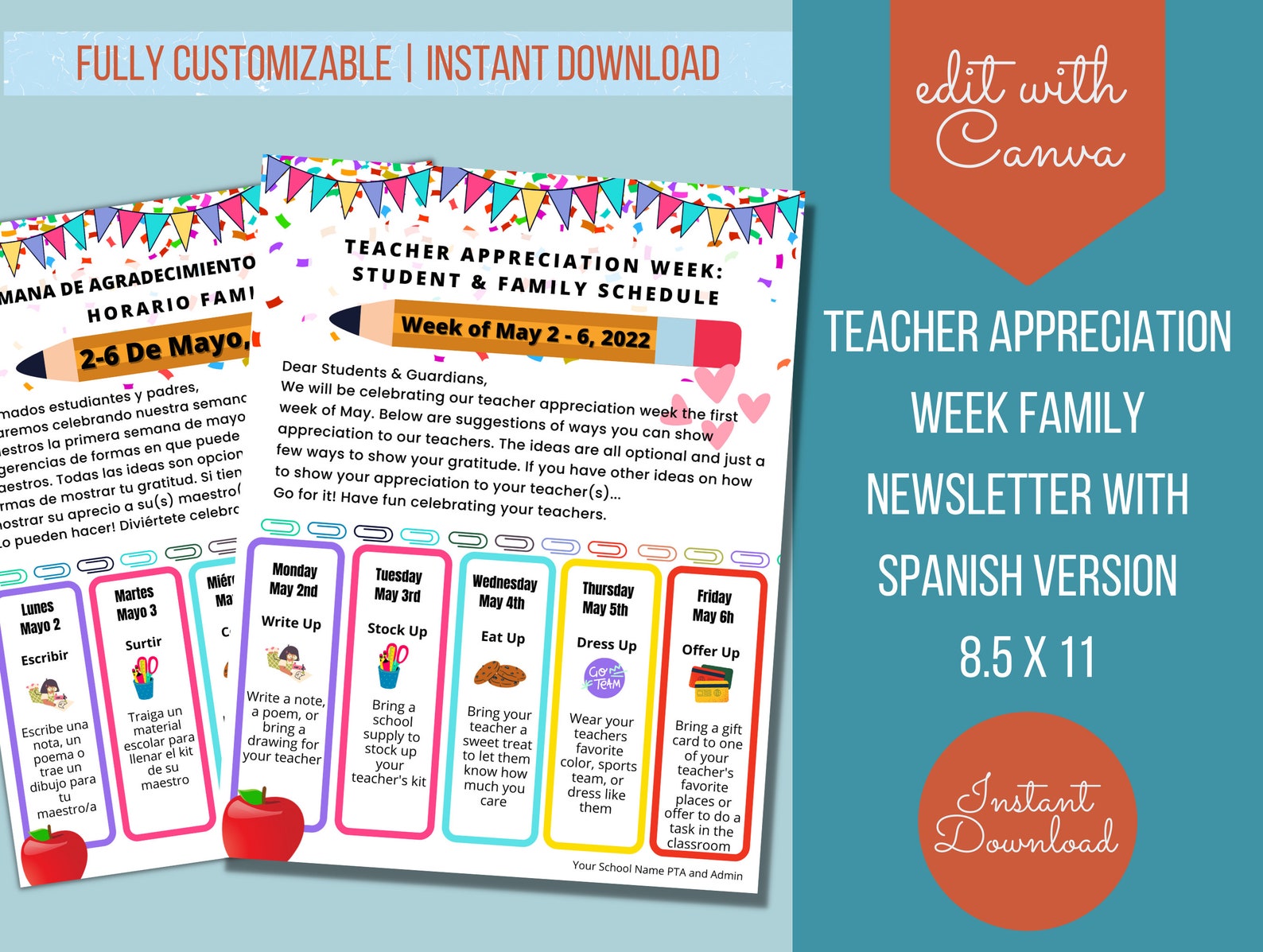 Editable Teacher Appreciation Family Newsletter Printable - Etsy