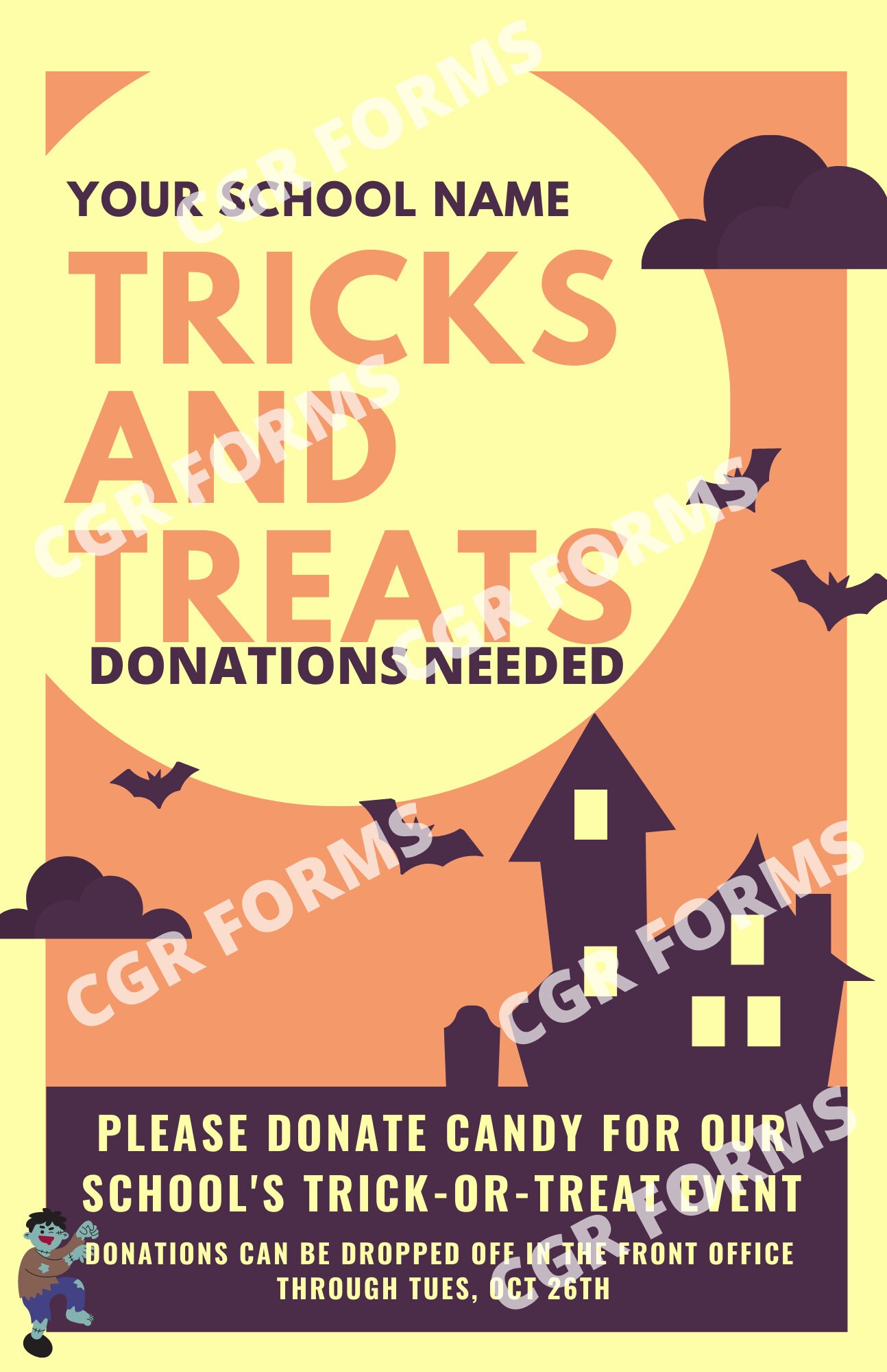 Candy Donation Flyer for School Halloween Trunk-o-treat or Candy Give ...
