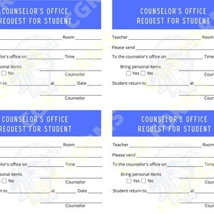 School Counselor Student Request Pass Form - Personalized for Educators ...