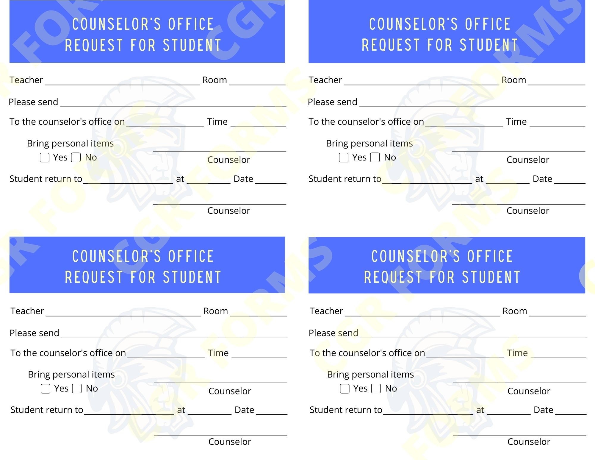 School Counselor Student Request Pass Form - Personalized for Educators ...