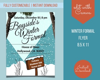 Winter Formal Flyer Printable for School PTA ASB Event | Etsy