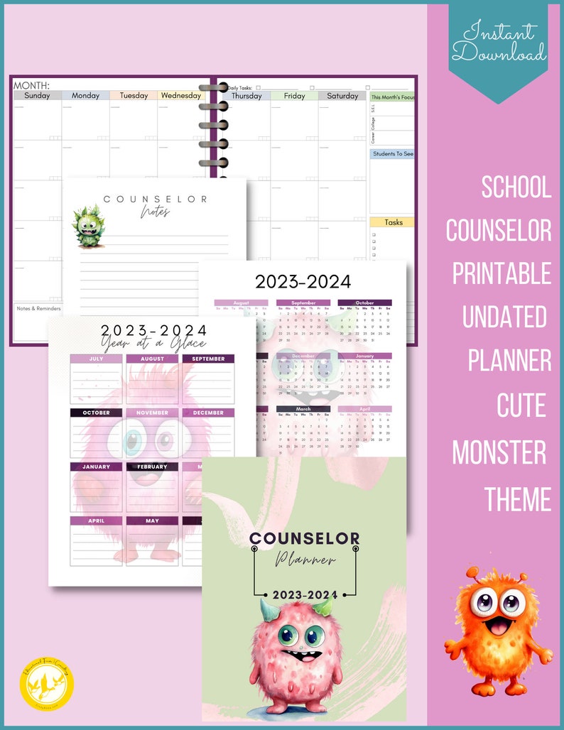 School Counselor Undated Planner 2023-2024, Counselors Printable ...